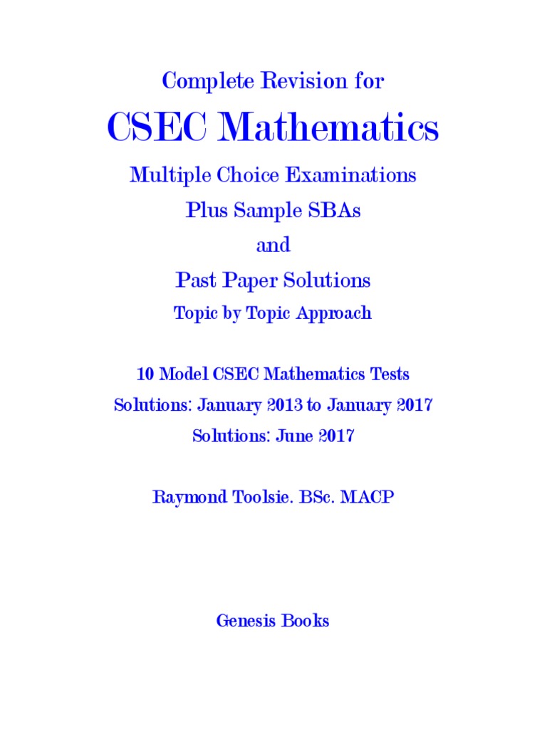 CSEC Maths Multiple Choice Book | PDF | Numbers | Percentage