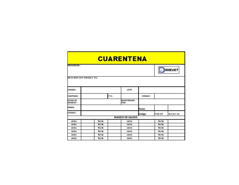 F-SG-05 V1 Rotulo de Cuarentena | PDF