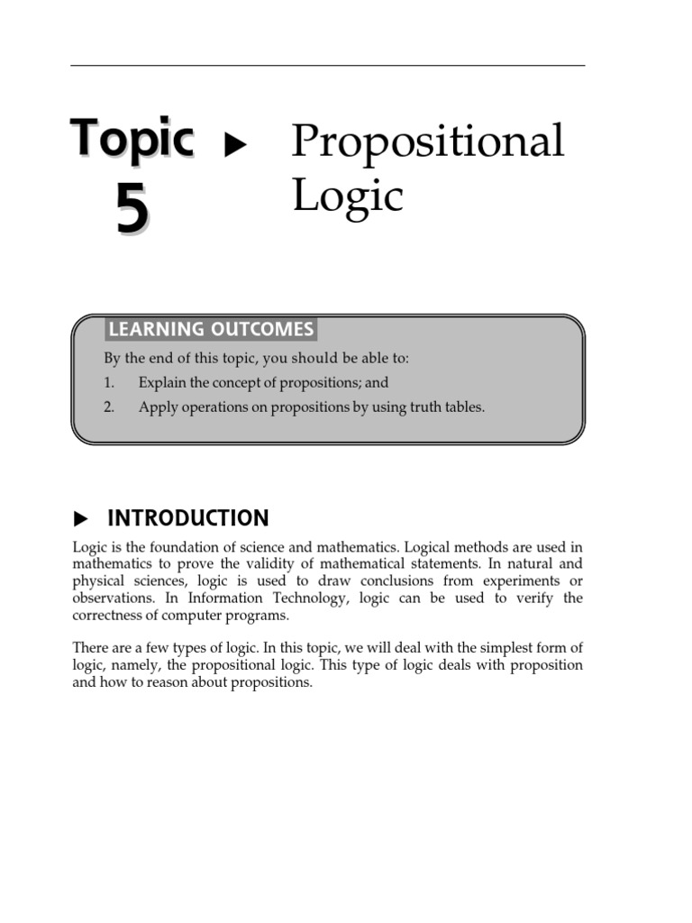 Topic 5 Propositional Logic | PDF | If And Only If | Proposition