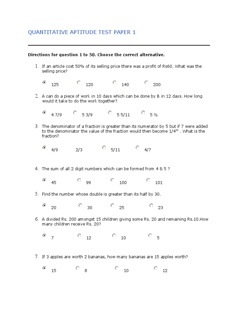 2287quantitative Aptitude Test Paper 1 | PDF | Dividend | Area