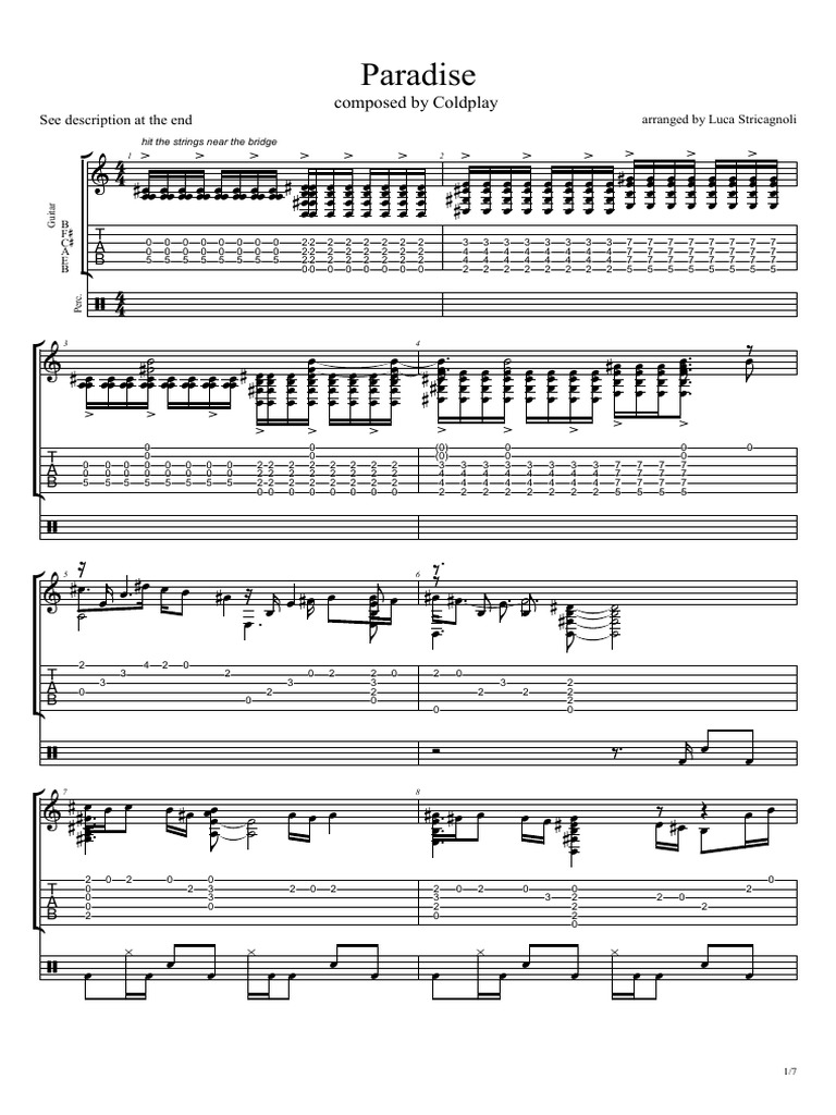 Paradise: Composed by Coldplay | PDF | Chordophones | String Instruments