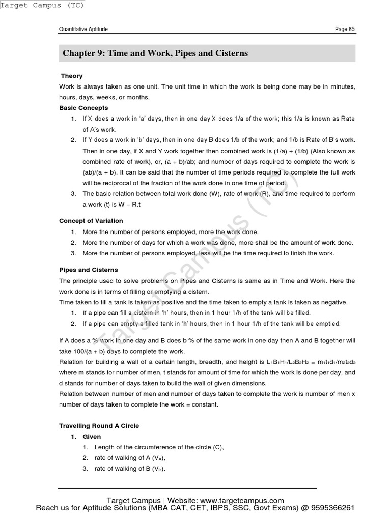 Time and Work Concepts and Problems | PDF | Numbers | Teaching Mathematics