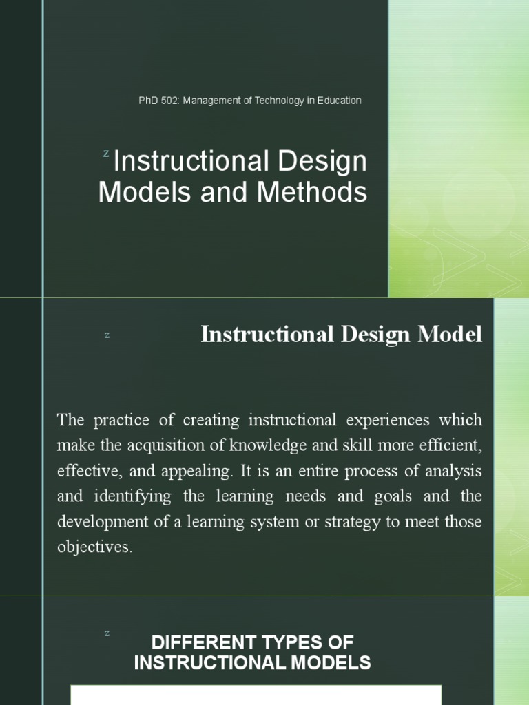 Instructional Design Models Overview | PDF | Instructional Design ...