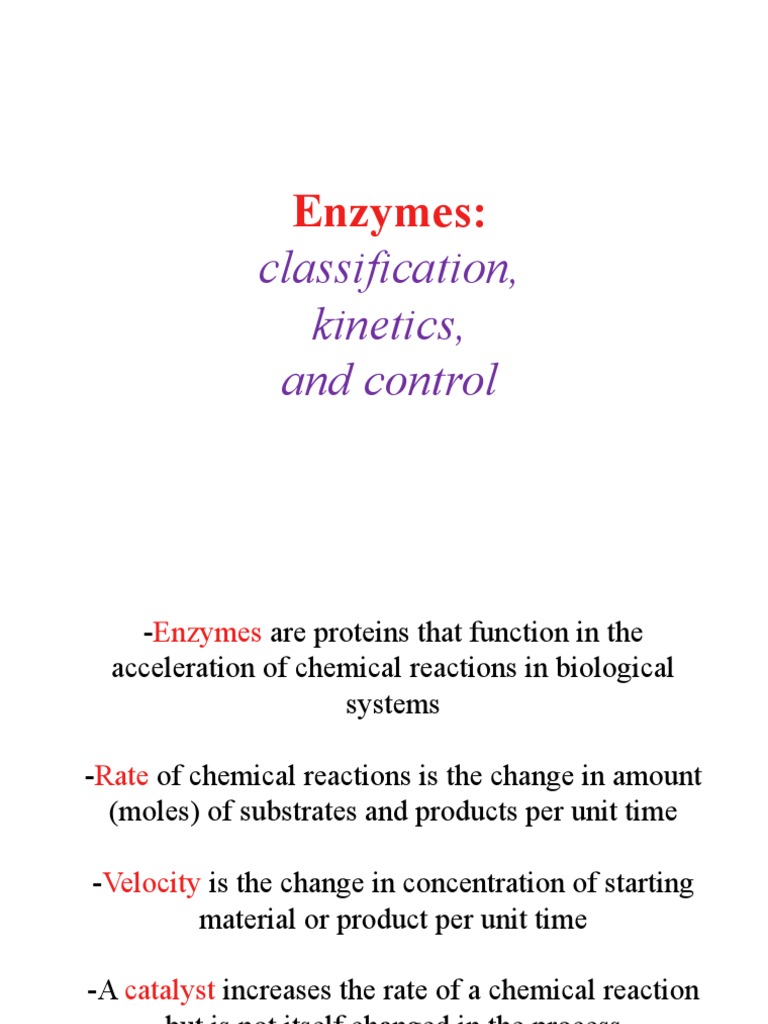 Enzymes:: Classification, Kinetics, and Control | PDF | Cofactor ...