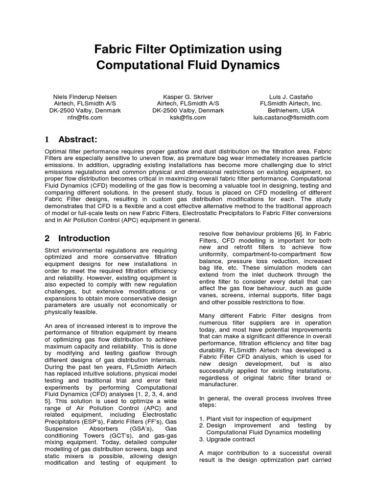 Fabric Filter Optimization Using Computational Fluid Dynamics | Download Free PDF ...