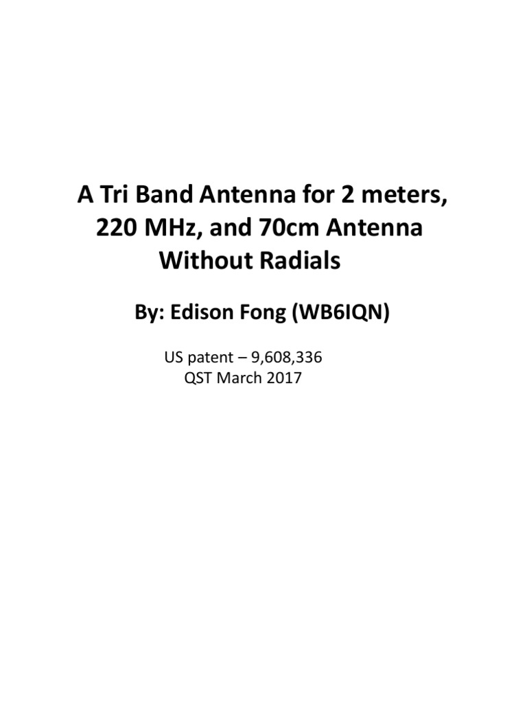 Tri-Band Antenna Design for Ham Radio | PDF | Coaxial Cable | Antenna ...
