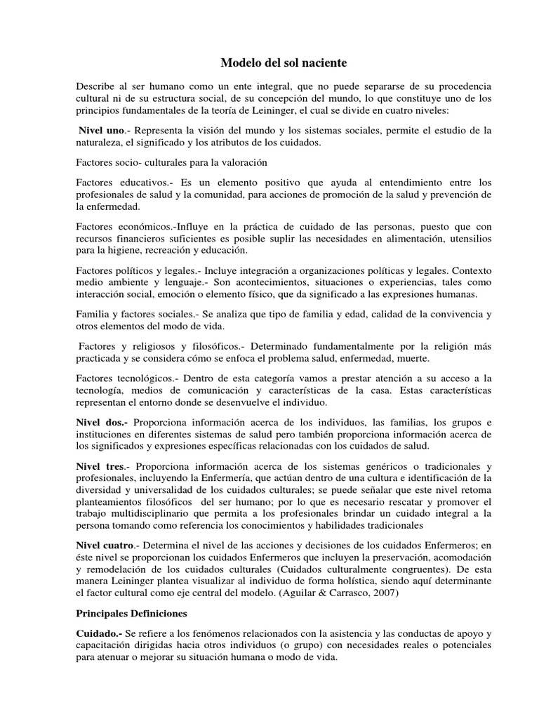 Modelo Del Sol Naciente y Estudio de Caso | PDF | Enfermería ...