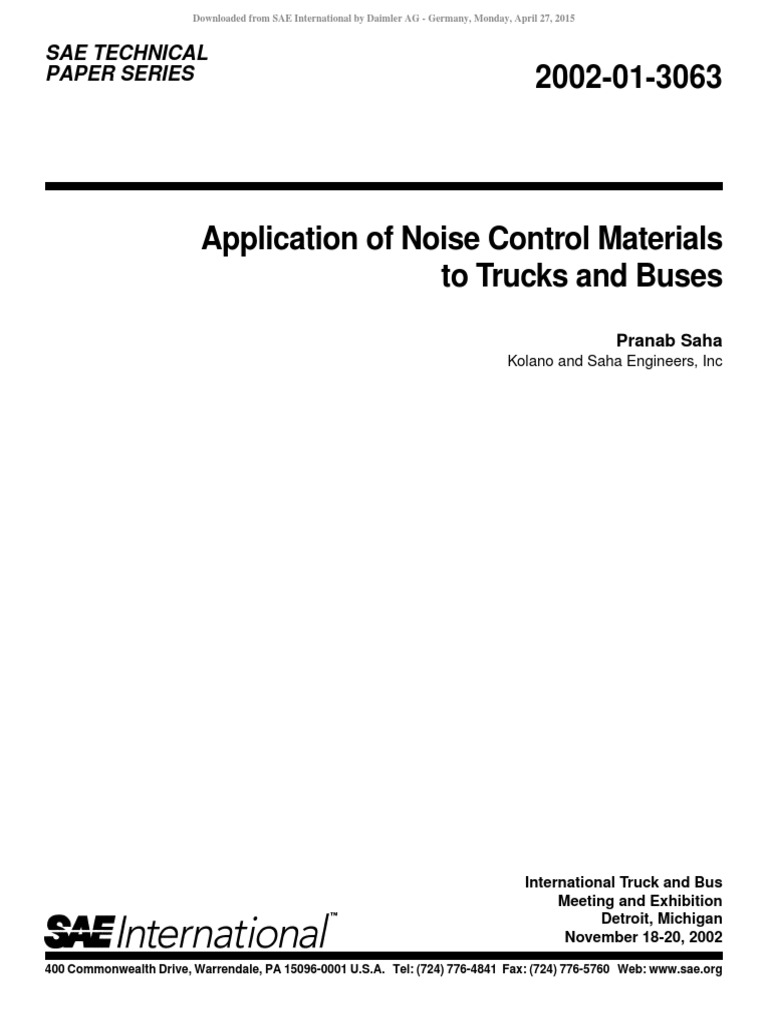 Sae Technical Paper Series: Pranab Saha | PDF | Sound | Resonance