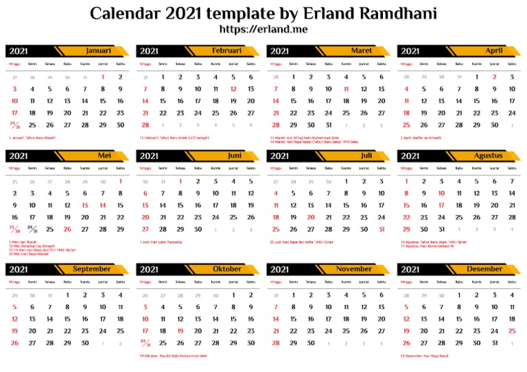 Template Kalender 2021 - Style 1 | PDF
