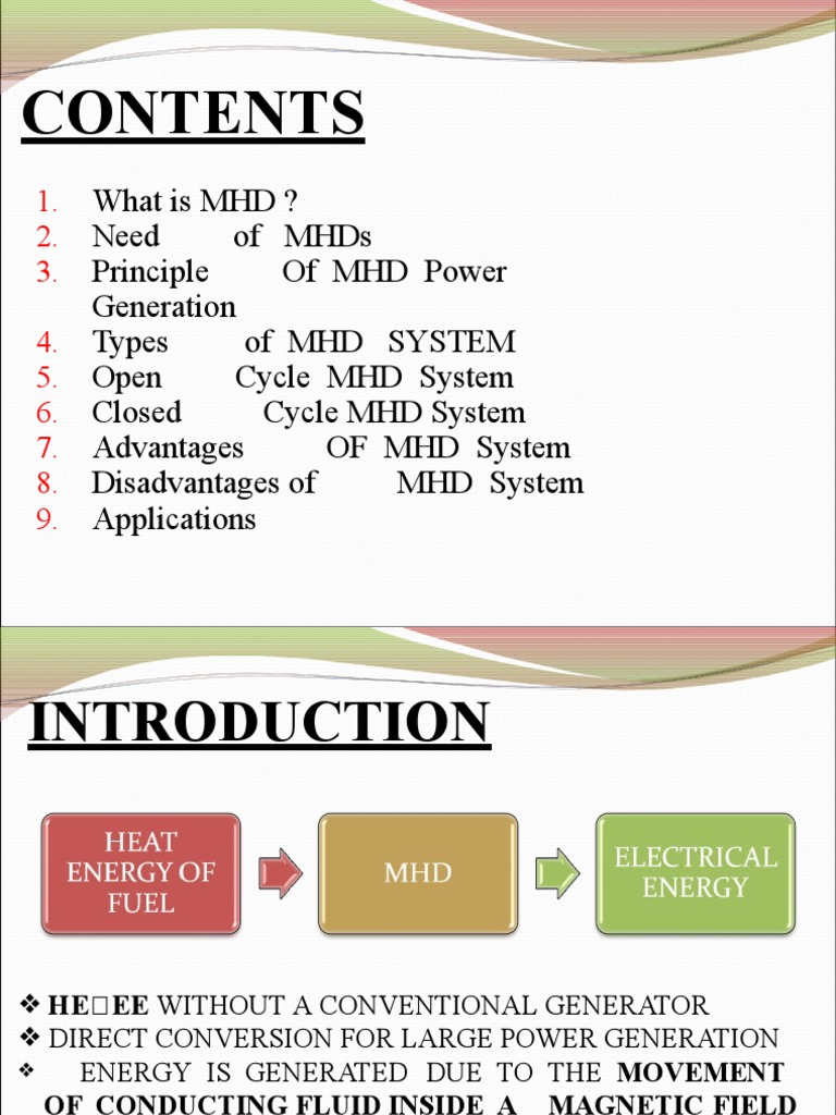 What Is MHD ? Need of Mhds Principle of MHD Power Generation Types of ...