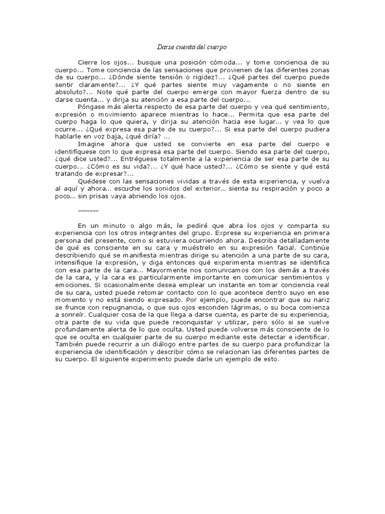 Darse Cuenta Del Cuerpo | PDF