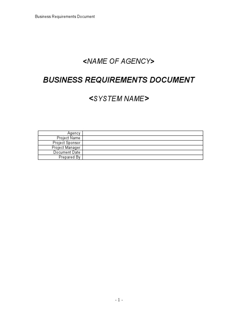 Business Requirements Template Blank | PDF