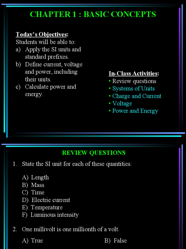 Chapter 1: Basic Concepts: Today's Objectives | PDF | Electric Charge ...