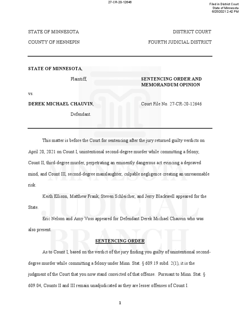 Embed: Derek Chauvin Sentencing Memorandum | PDF | United States ...