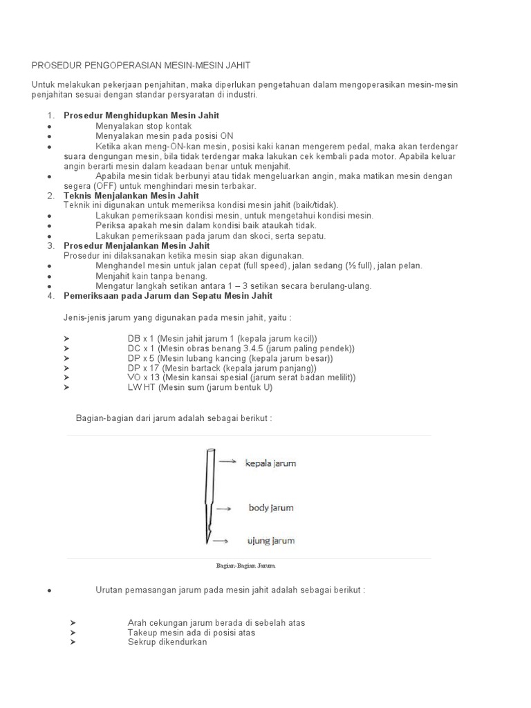Prosedur Pengoperasian Mesin | PDF
