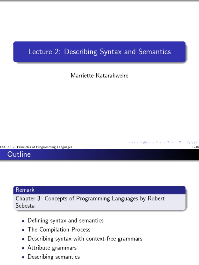 csc3112 Lecture2 | PDF | Parsing | Programming Language