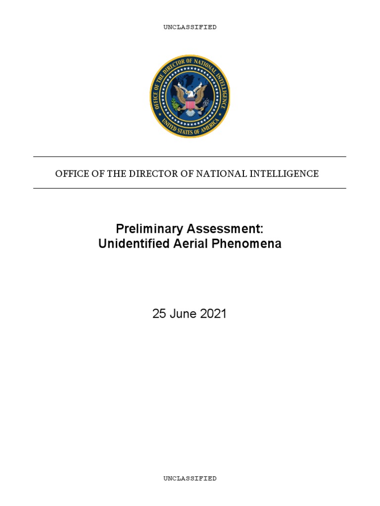 Prelimary Assessment UAP 20210625 | PDF | Director Of National ...