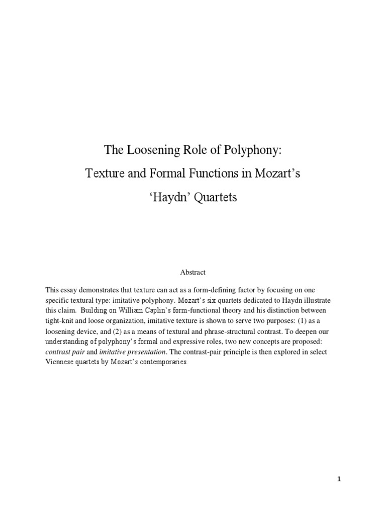 The Loosening Role of Polyphony Texture | PDF | String Quartet ...