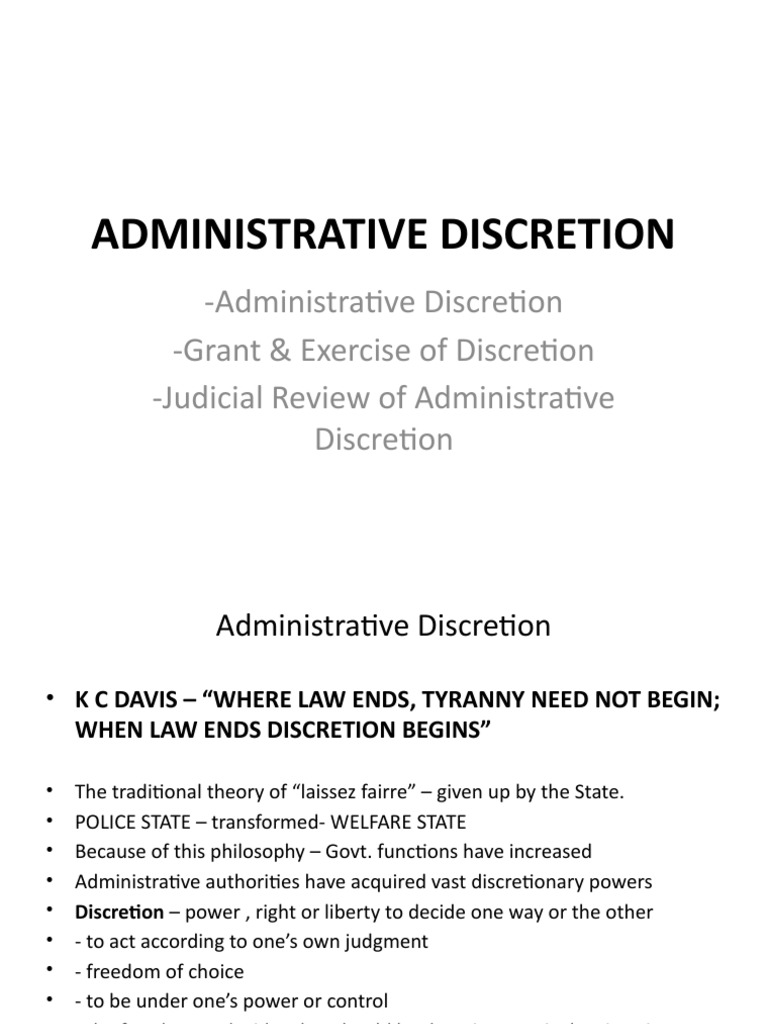 Judicial Control of Administrative Discretion | PDF | Judicial Review ...