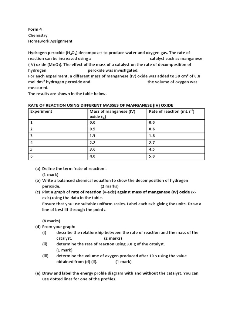 F4 Reaction Rate Assignment | PDF | Reaction Rate | Hydrogen Peroxide