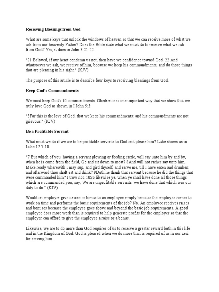 Receiving Blessings From God | PDF | Disciple (Christianity) | Gospel ...