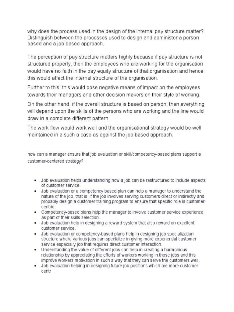 Why Does The Process Used in The Design of The Internal Pay Structure ...