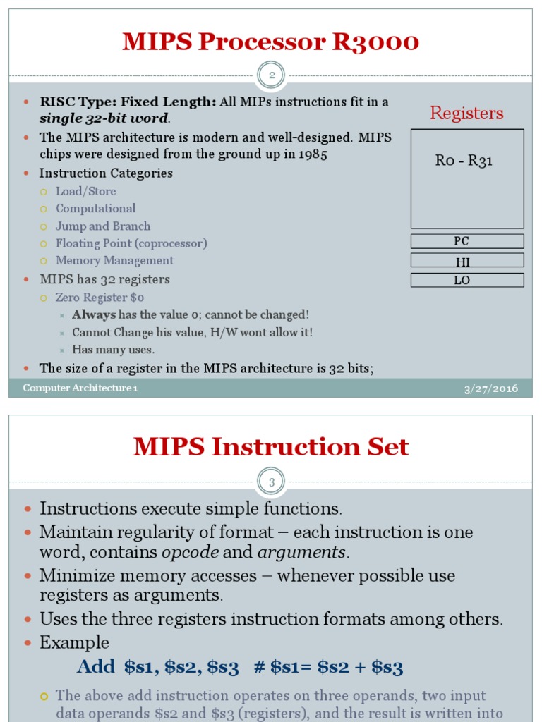 Mips Processor R3000 Registers Pdf Subroutine Pointer Computer Programming