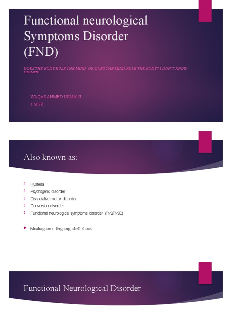 Functional Neurological Symptoms Disorder | PDF | Neurological ...
