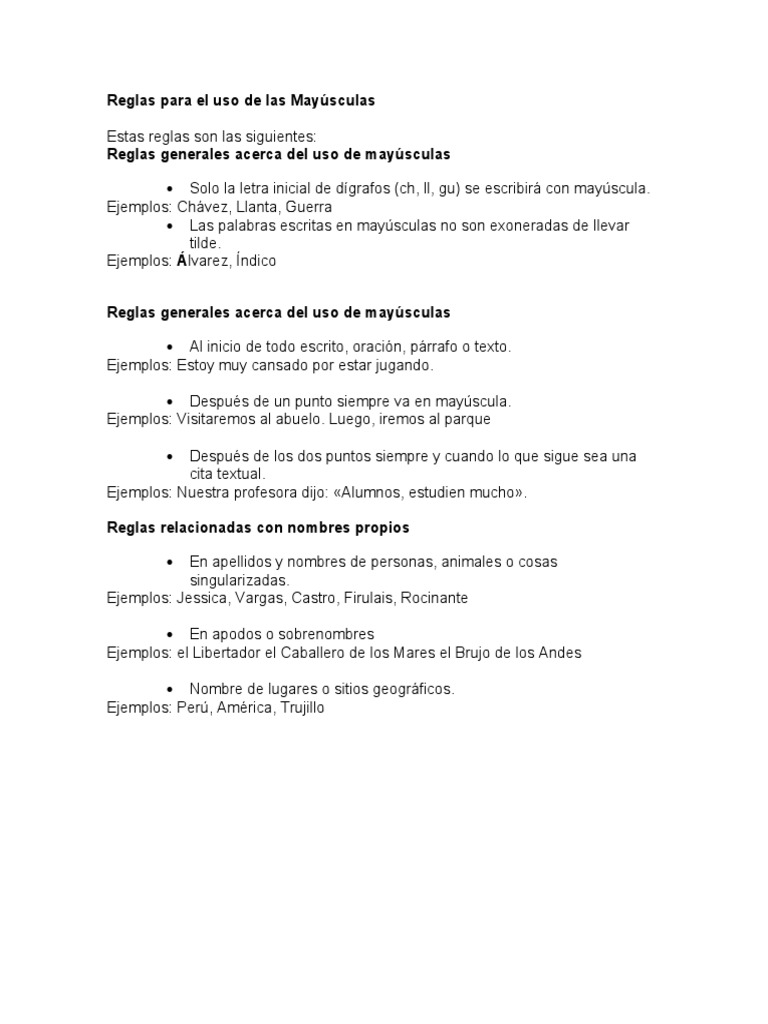Reglas para El Uso de Las Mayúsculas | PDF