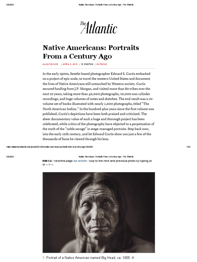 Edward Curtis' Native American Portraits | PDF | Native Americans In ...