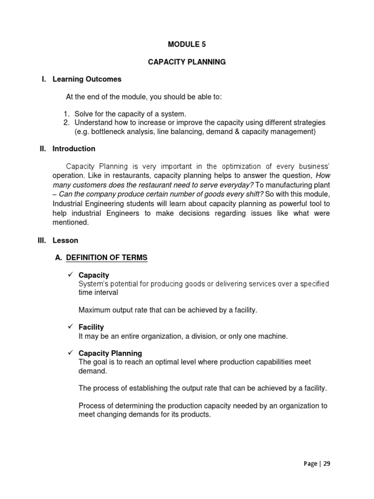Module 5 Production System - Capacity Planning | PDF | Demand | Economies