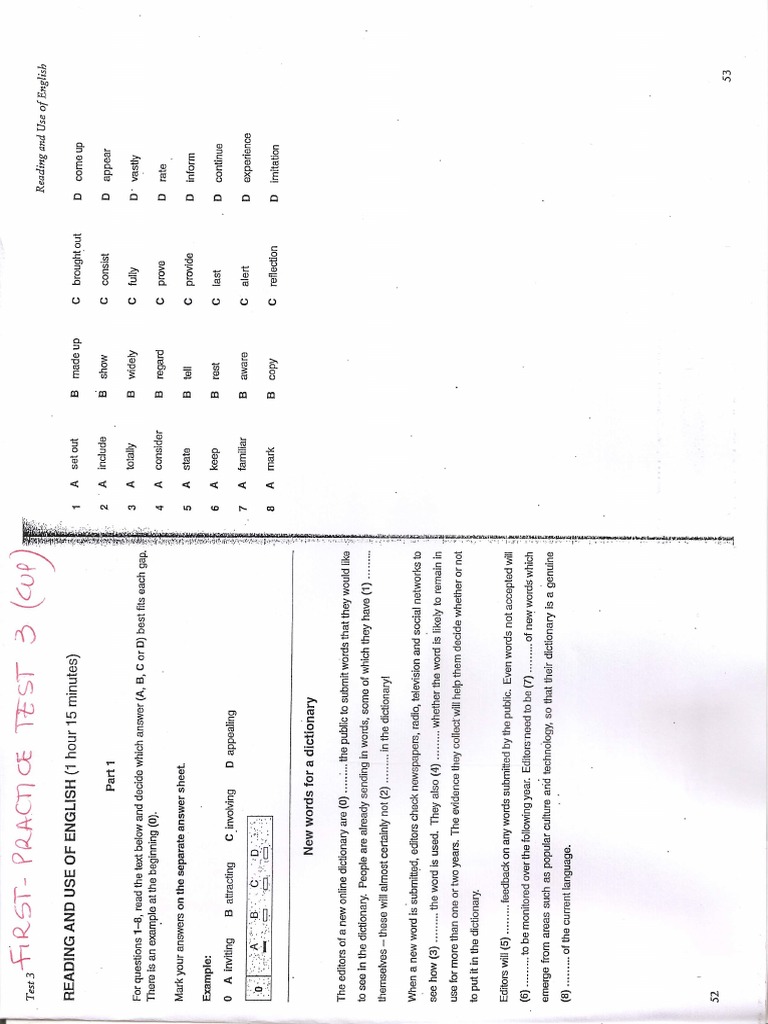 First Practice Test 3 (Cup) | PDF