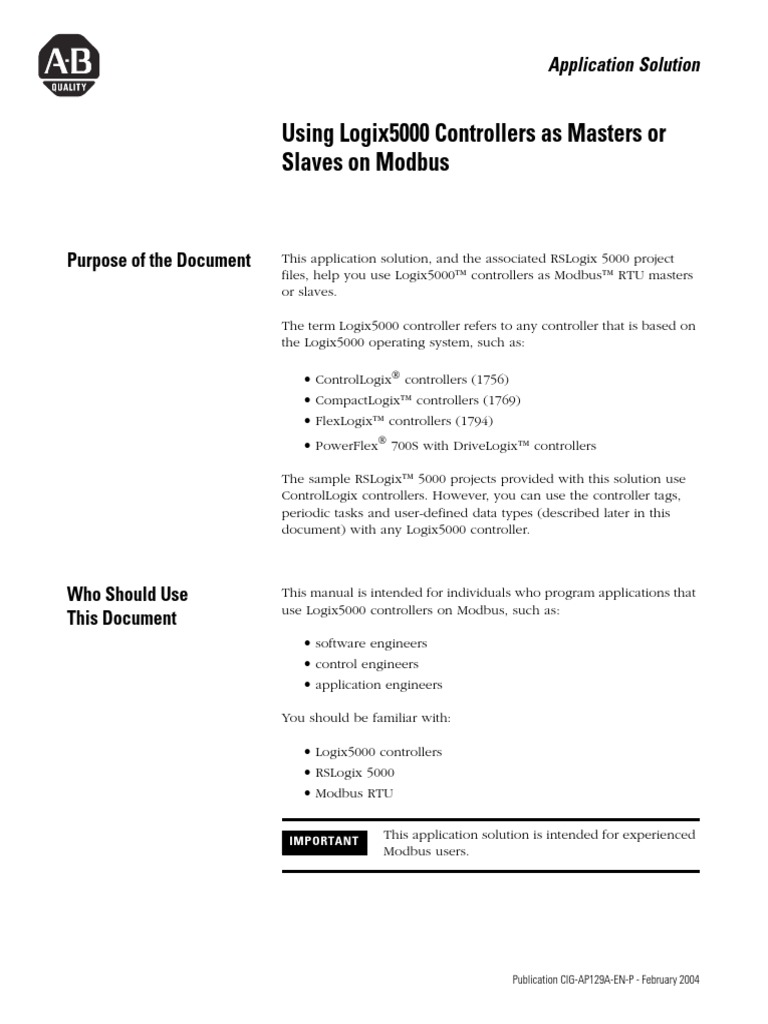 MODBUS TCP Master Slave Logic - Cig-Ap129 - En-P | PDF | Subroutine ...