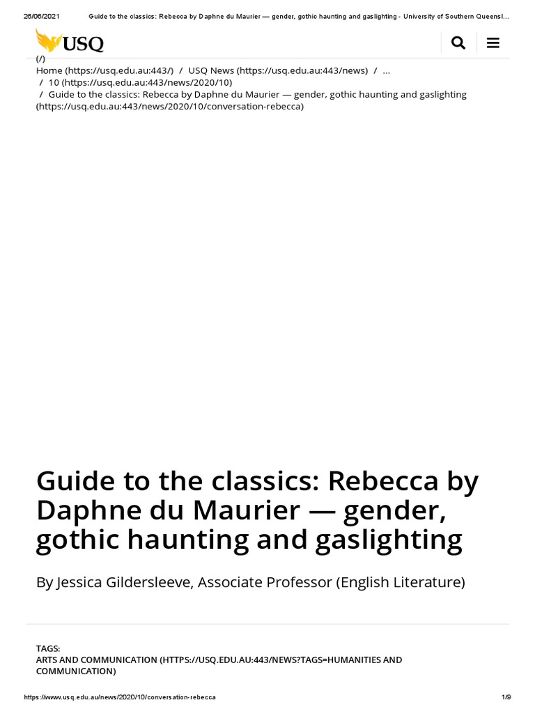 Guide To The Classics - Rebecca by Daphne Du Maurier - Gender, Gothic ...