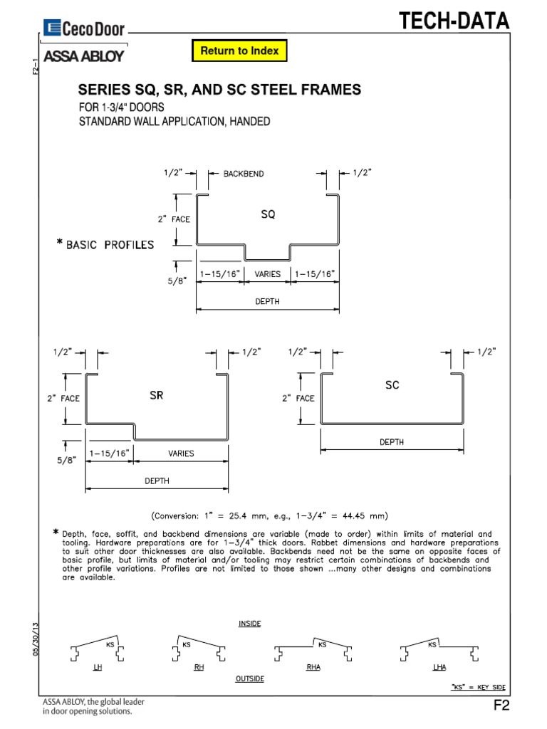 Assa Abloy Ceco Door Series SQ Steel Frames Submittal | PDF