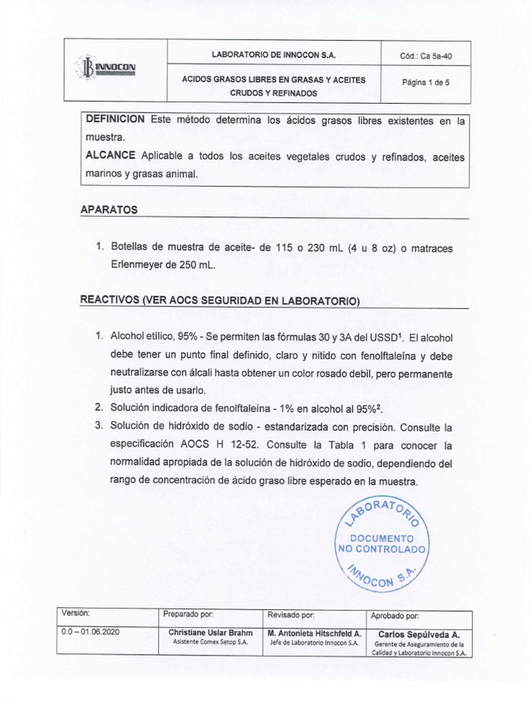 AOCS CA 5a-40 Acidez | PDF