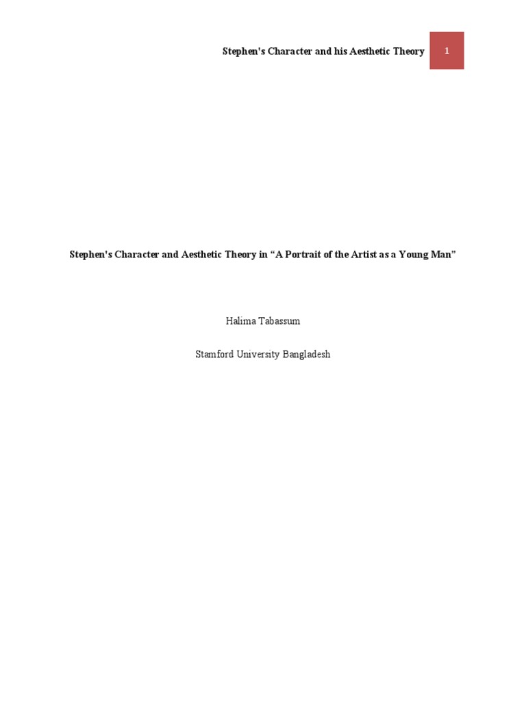 Stephen's Character and His Aesthetic Theory: Halima Tabassum Stamford ...