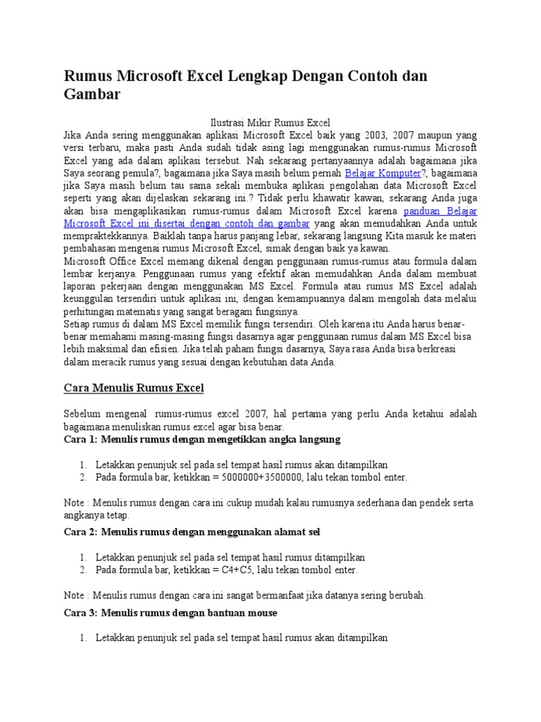 Rumus Excel Lengkap | PDF