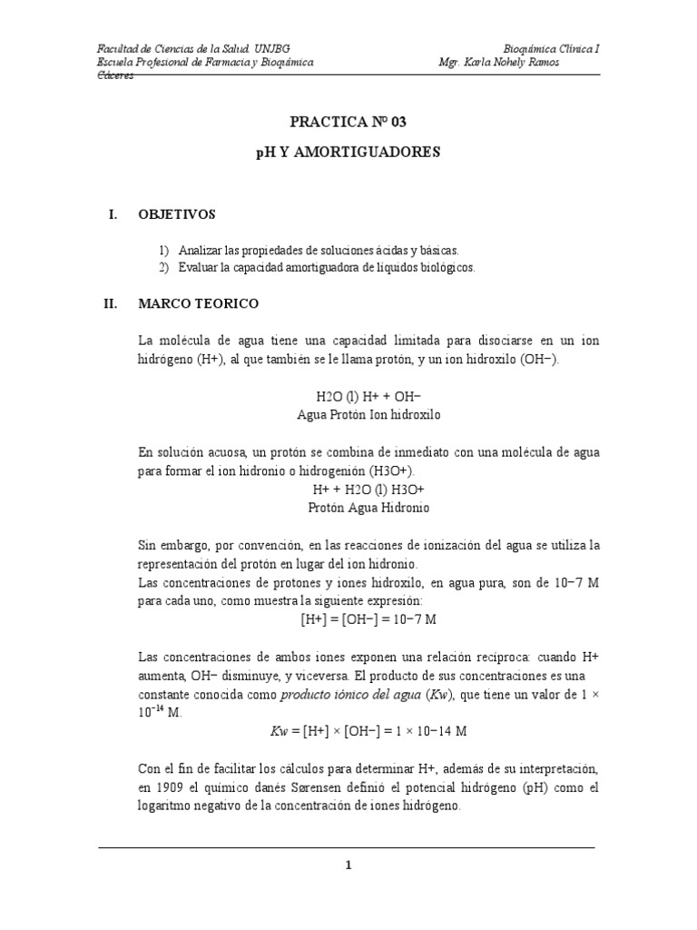 PRACTICA N3 BC I PH y Amortiguadores | PDF | Ph | Ácido