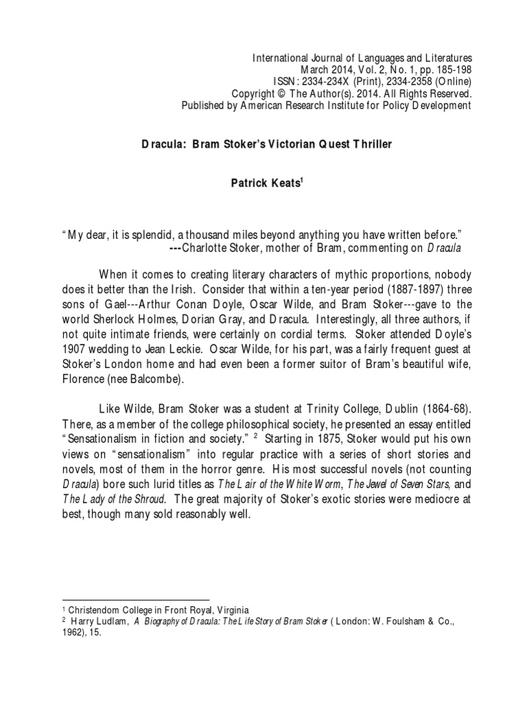 Dracula: Bram Stoker's Victorian Quest Thriller | PDF | Dracula ...