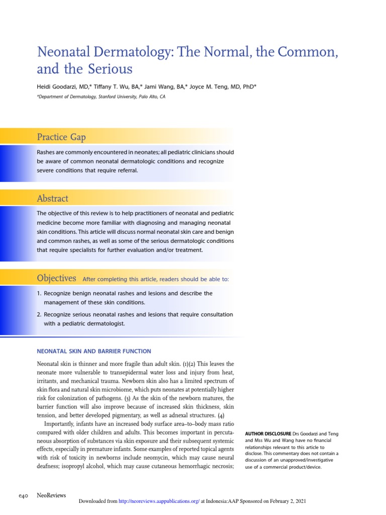 2021 - Neonatal Dermatology The Normal, The Common and The Serious ...