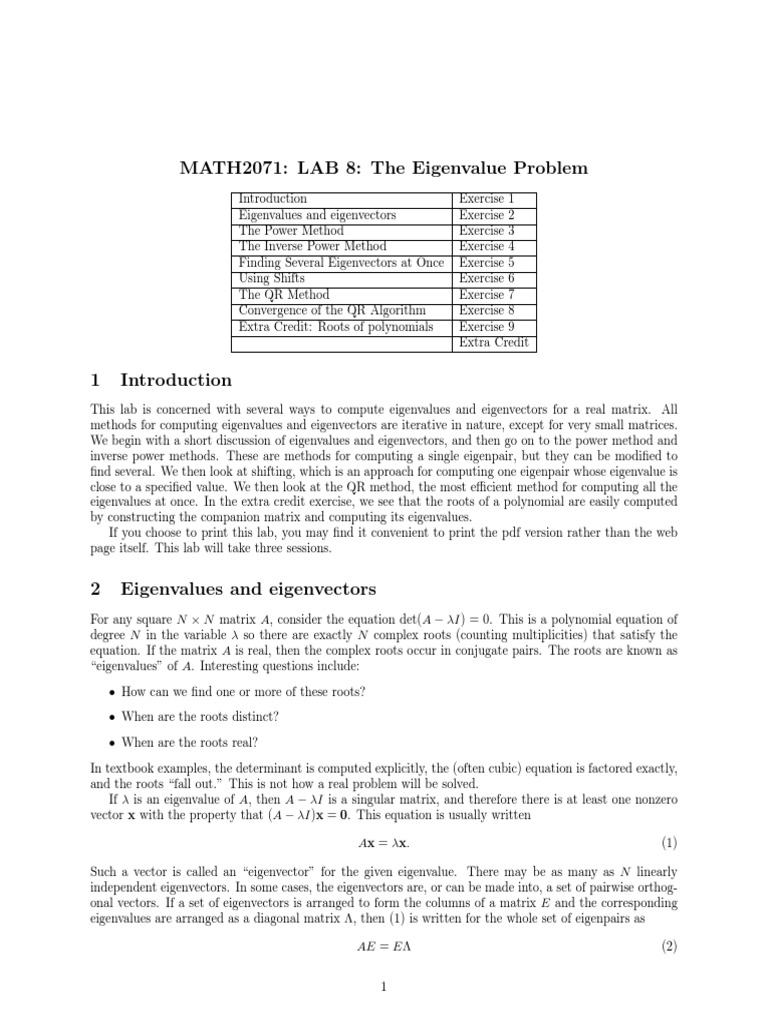 The Eigenvalue Problem Pdf Eigenvalues And Eigenvectors Matrix Mathematics