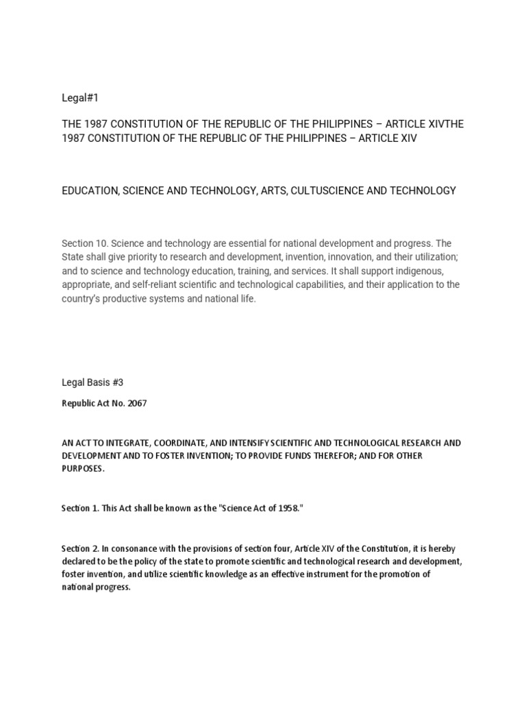 Legal#1 The 1987 Constitution of The Republic of The Philippines ...