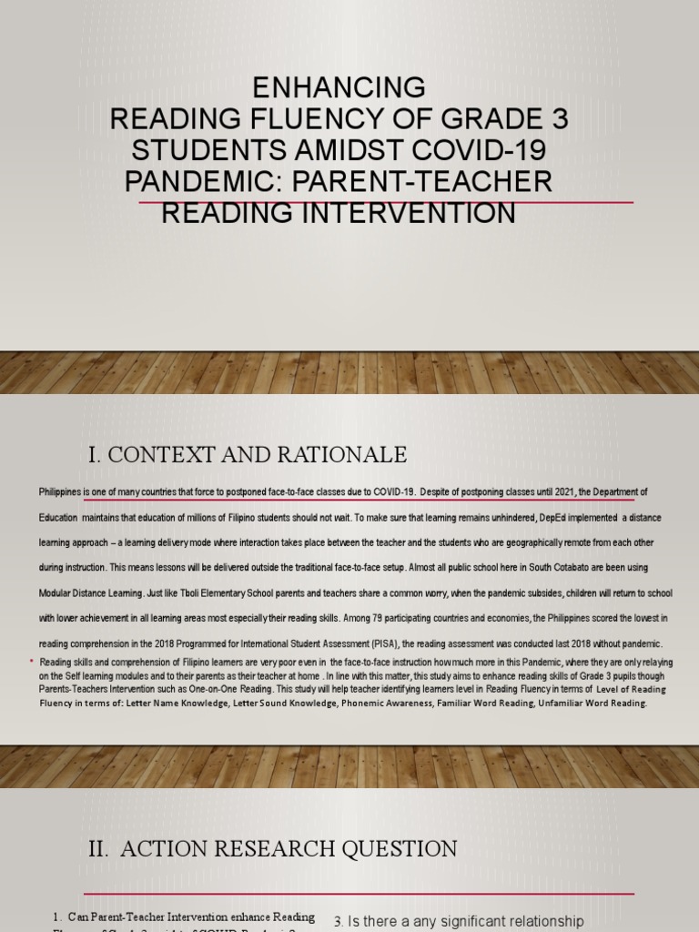 Enhancing Reading Fluency of Grade 3 Students Amidst Covid-19 Pandemic: Parent-Teacher Reading ...