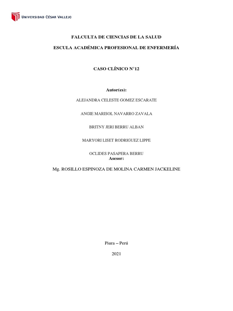 Caso Clinico de Plataforma Vsi1 Caso 12 | PDF | Cirugía | Cuidado de la salud