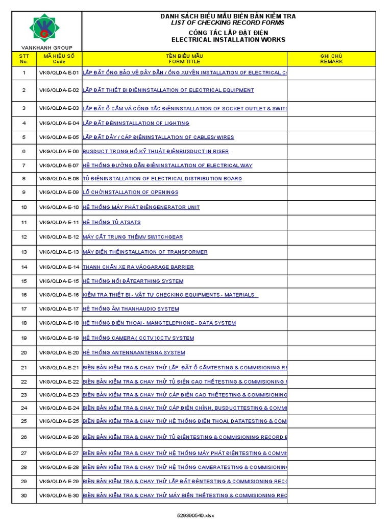 Bo Form Nghiem Thu HV - LV - Elv | Download Free PDF | Building ...