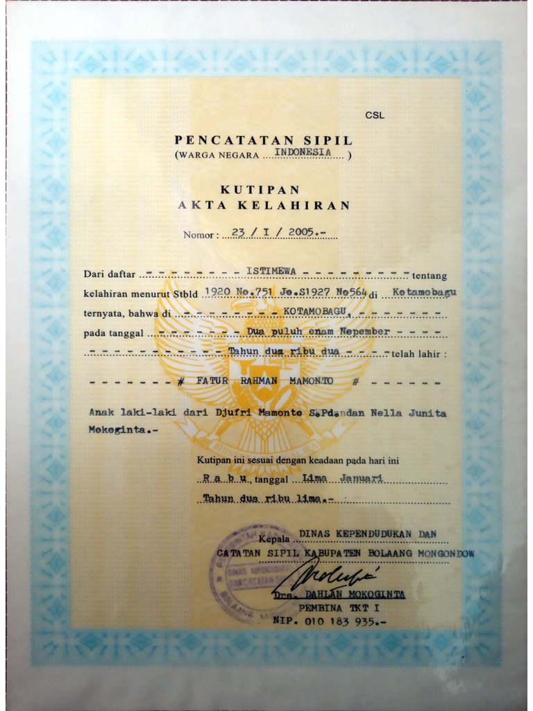 Scan Akte Lahir | PDF