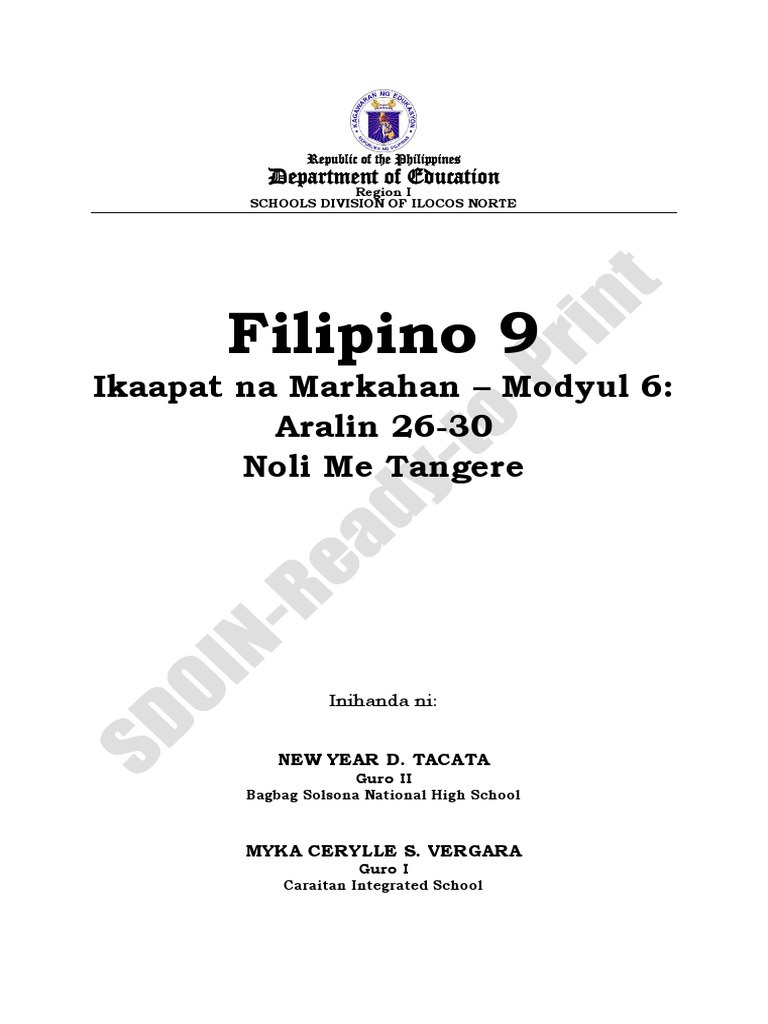 Filipino9 Q4 Week6 Modyul6 TacataVerfara | PDF