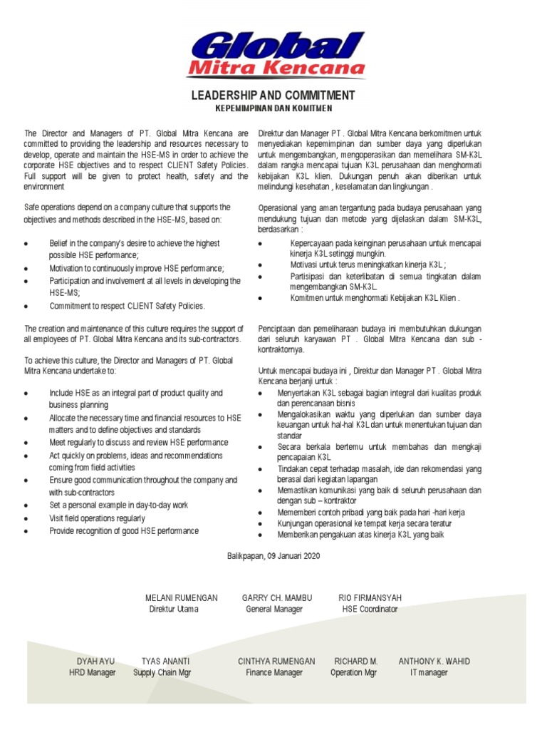 Leadership and Commitment | PDF