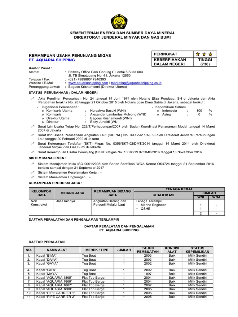 Aquaria Shipping, PT | PDF